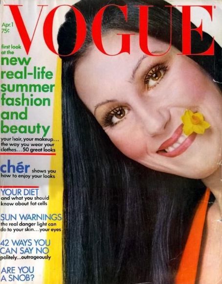 Cher Vogue Magazine April 1972 Cover Photo United States